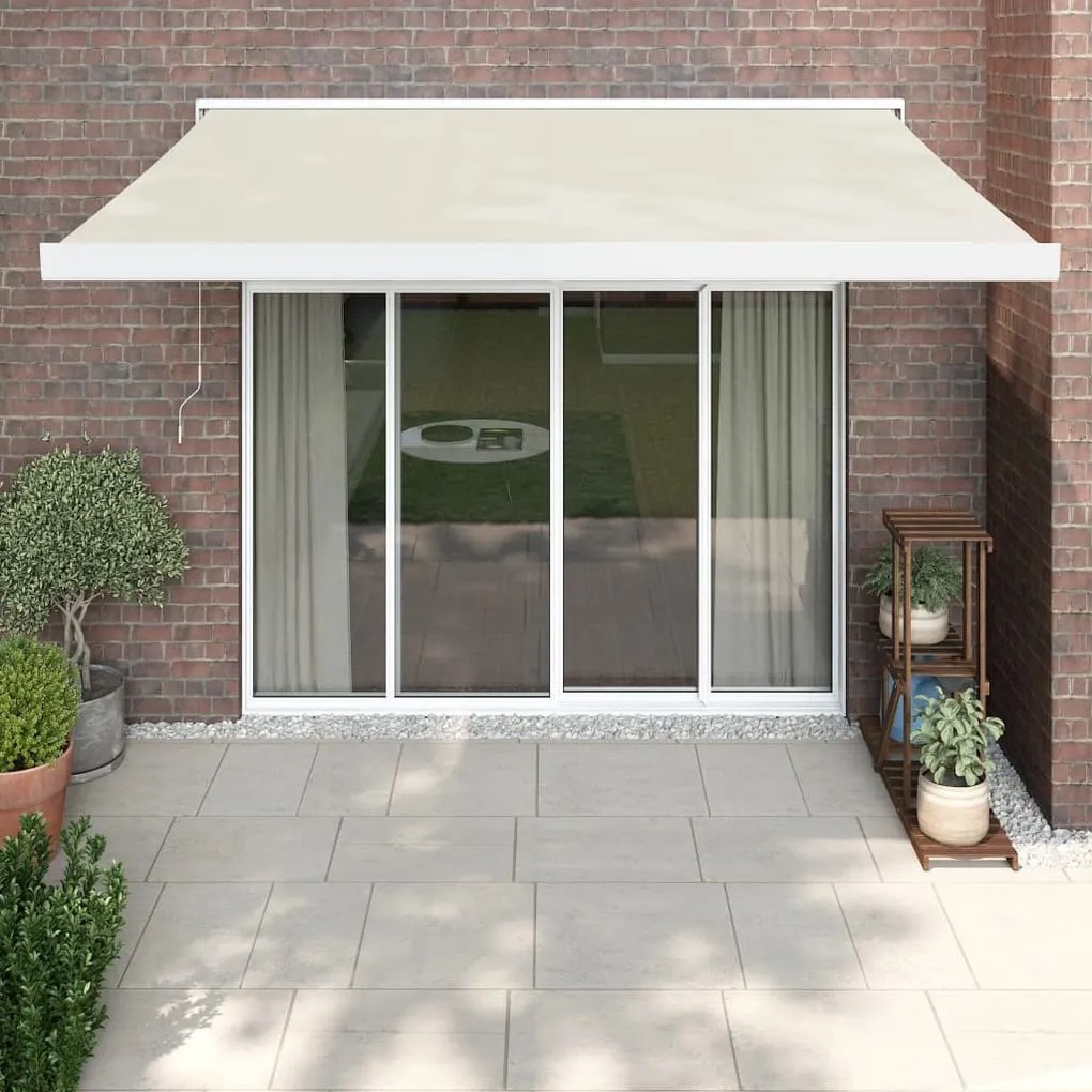 vidaXL Kazetová markýza na ruční ovládání 350 cm [3052671] Barva: Krémová (bílý rám)
