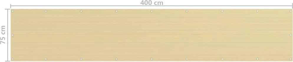 Balkonová zástěna béžová 75 x 400 cm HDPE 310909