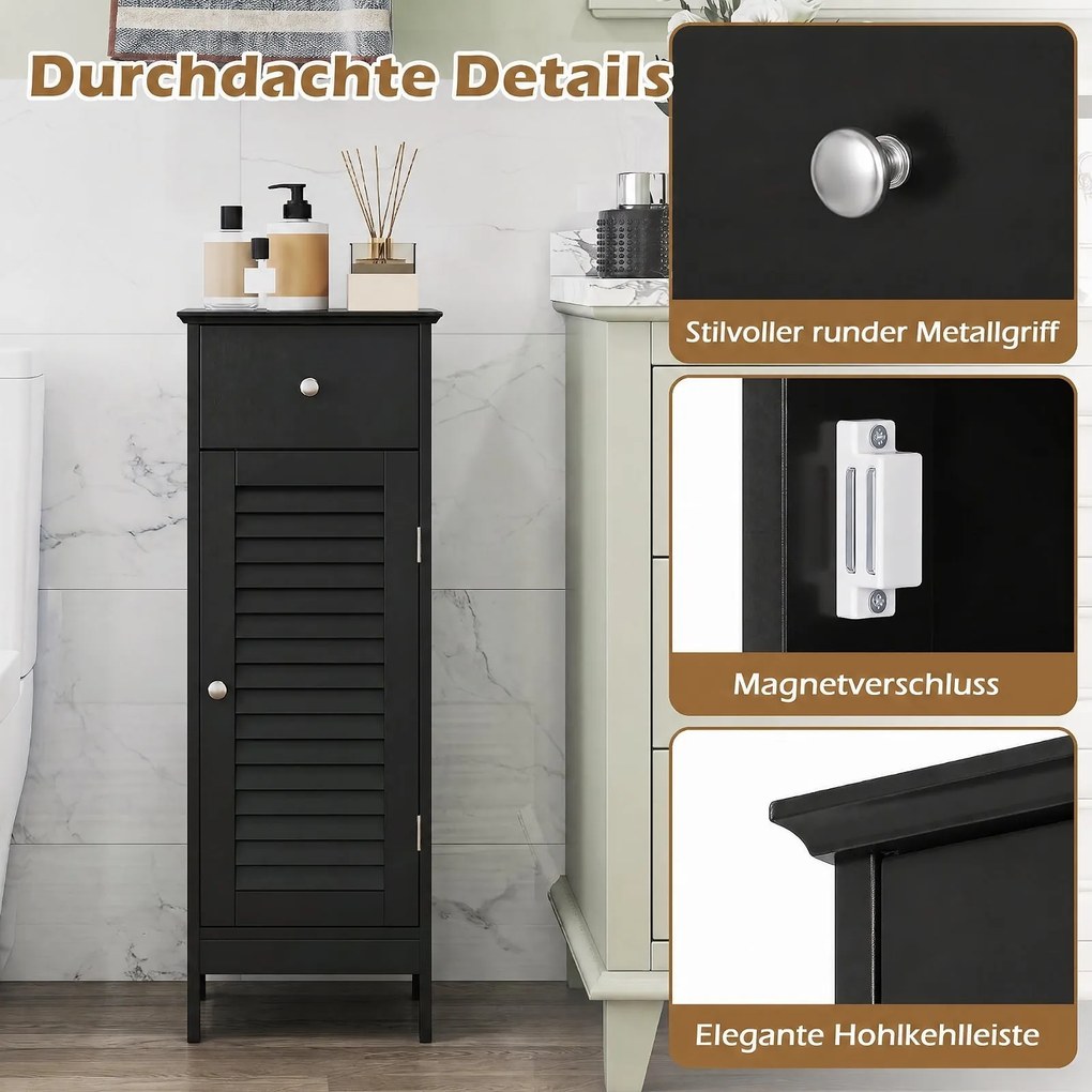 Costway Koupelnová skříňka Volně stojící se zásuvkou – 32 × 30 × 87,5 cm