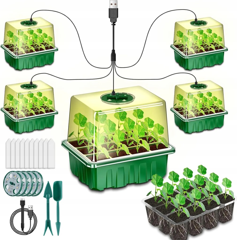 Domácí Skleník Miniskleník Pro Pěstování Rostlin 5 Kusů Příslušenství Lampy