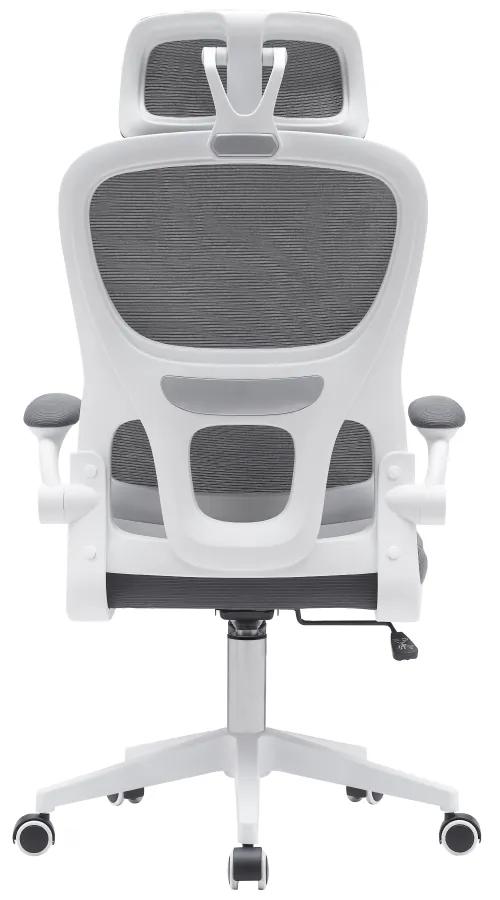 Kancelářská židle RENARD síťovina a látka tmavě šedá, plast bílý