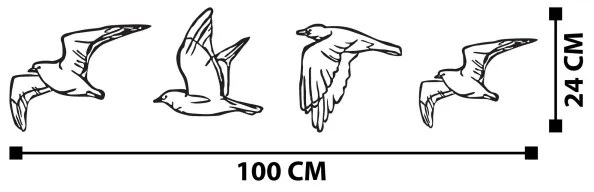 SADA 4x Nástěnná dekorace ptáci kov