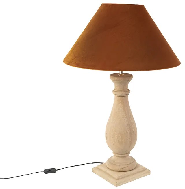 Venkovská stolní lampa s oranžovým sametovým odstínem - Lopuch