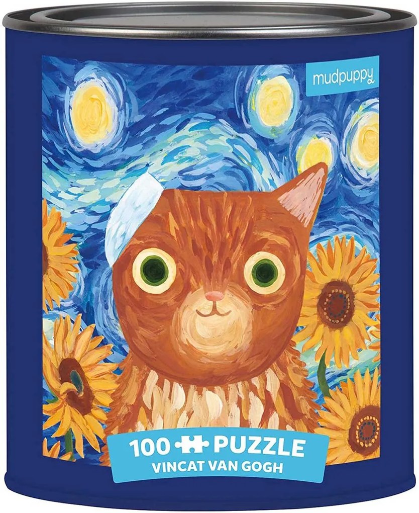 Mudpuppy puzzle v plechovce artsy cats: vincat van gogh 100 dílků