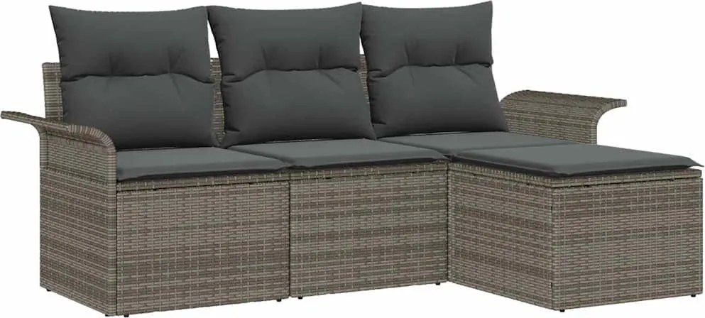 Set pohovek 4 ks 4-Počet míst Šedá polyratan 3345309