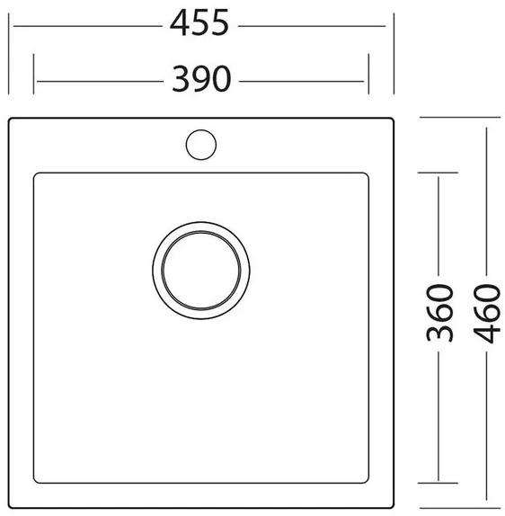 Sinks Viva 455 Granitový dřez bez odkapu, 45,5x46cm, truffle, SIGVI45546054