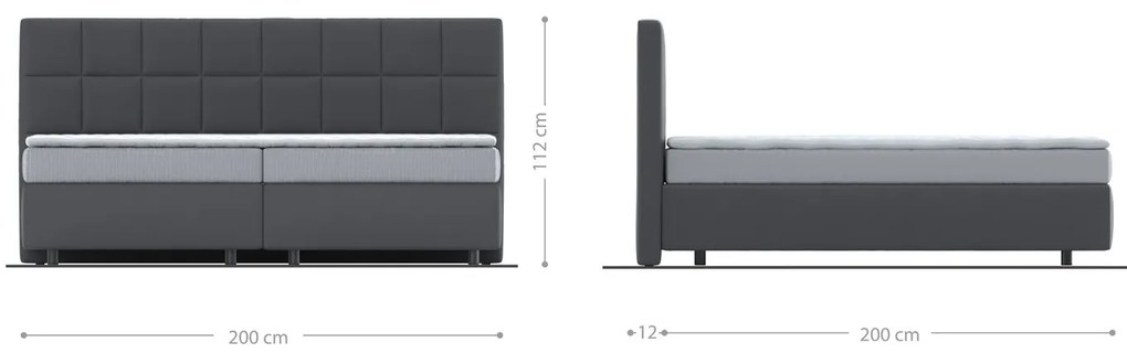 DELIFE Čalouněná postel Dream-Fine mikrovlákno šedá 200x200 cm Bonell matrace PU topper