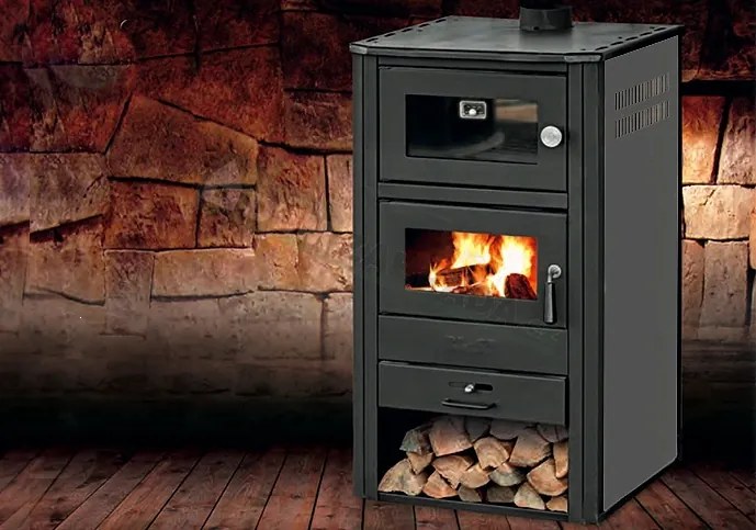 Krbová kamna Blist BRM - 14 kW s troubou na pečení - Antracit