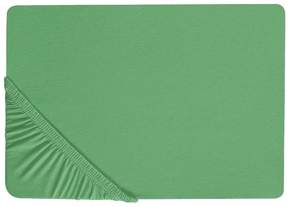 Bavlněné prostěradlo 160 x 200 cm zelené JANBU Beliani