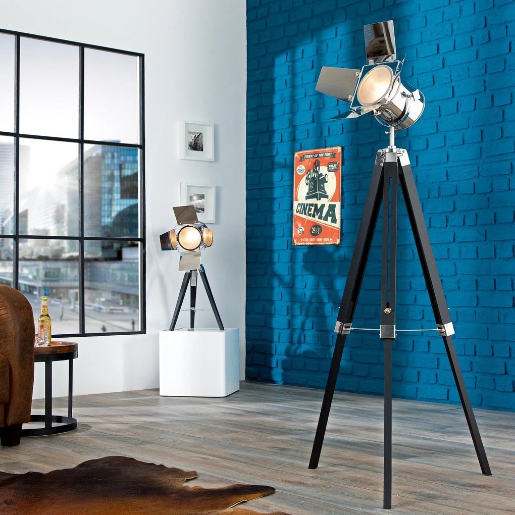 Bighome - Stojací lampa HOLLY, 145cm – černá, stříbrná