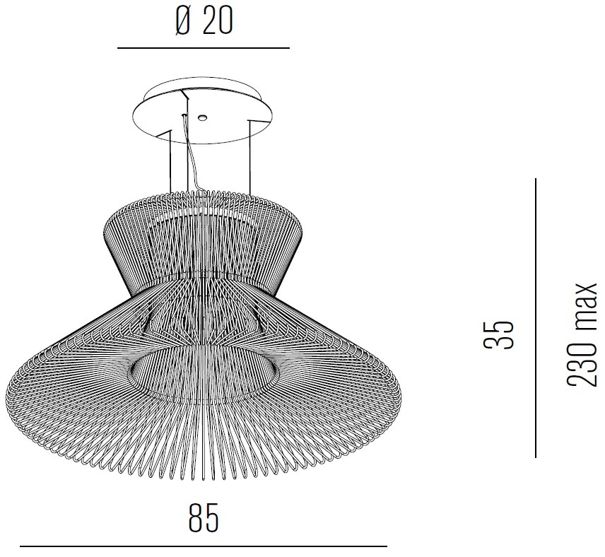 Metal Lux 241.085.02 Impossible B, bílé drátěné svítidlo, 3x10W LED 2700K, prům.85cm