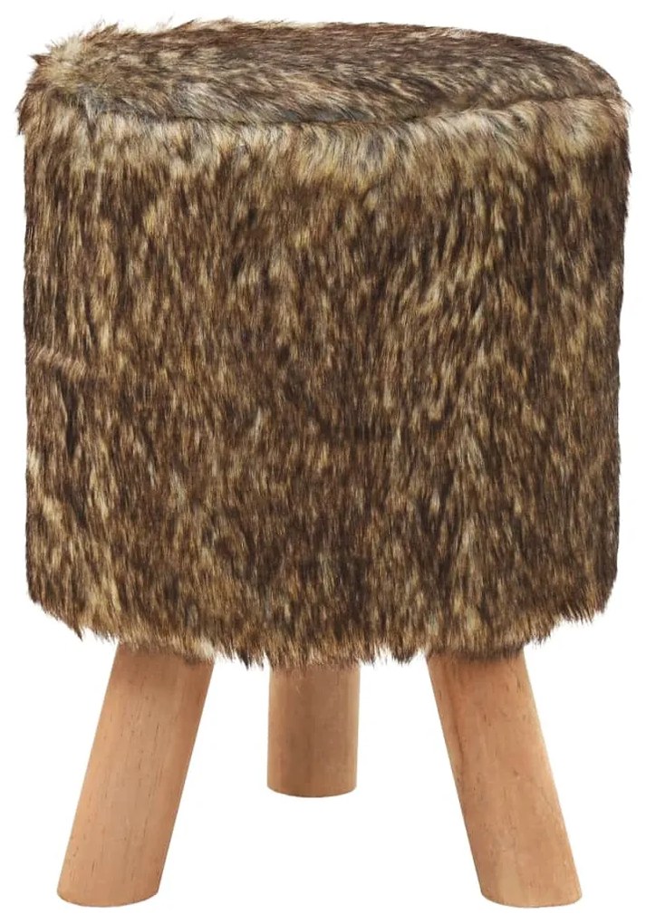 Stolička s umělou kožešinou - kulatá - hnědá | 28x40 cm