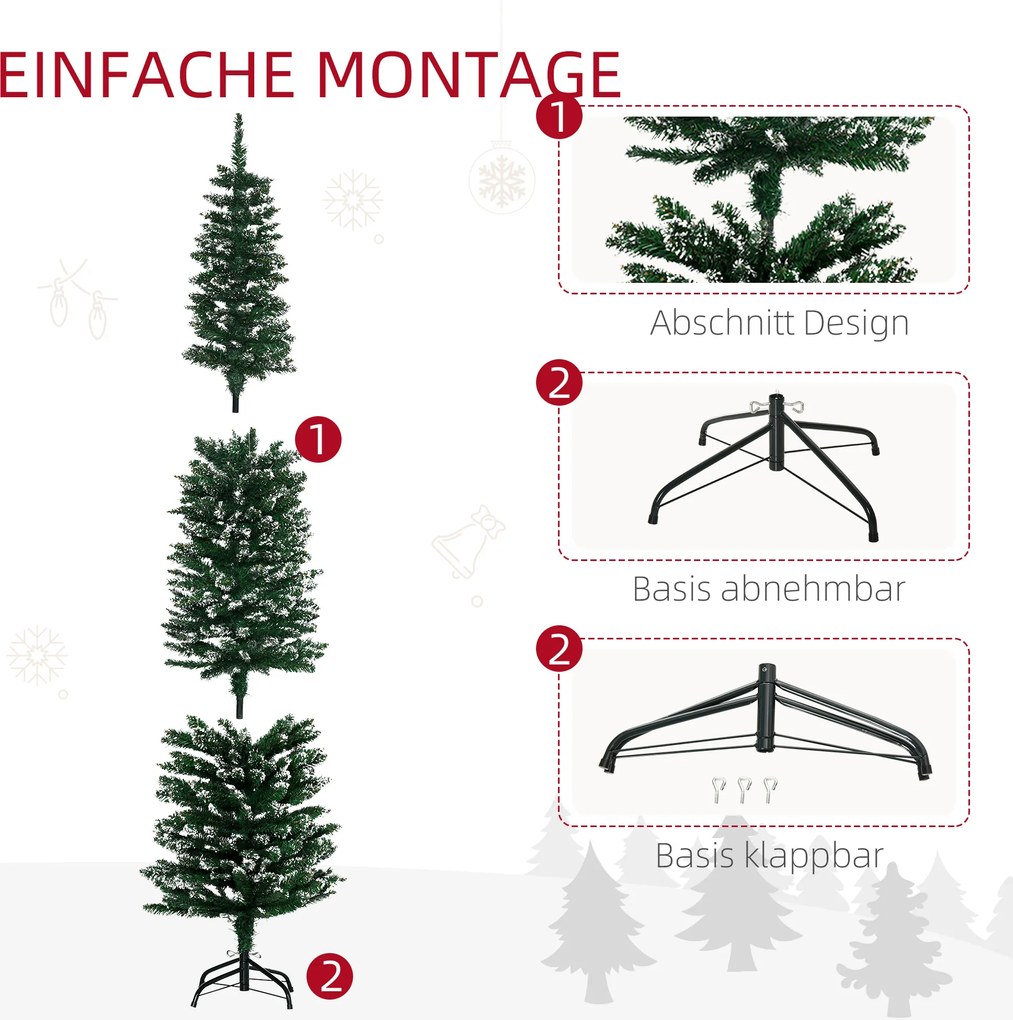 HOMCOM Vánoční stromek 190 cm, vysoce realistický, 570 větviček, nehořlavý, stabilní podstavec, zelená