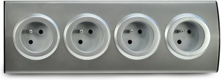 Solight prodlužovací přívod, 4 zásuvky, stříbrný, 1,5m, rohový design