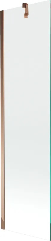 Mexen Next, vanová zástěna 1-křídlová 50 x 150 cm, fixní křídlo, 6 mm čiré sklo, růžové zlato profil, 895-050-000-00-00-60