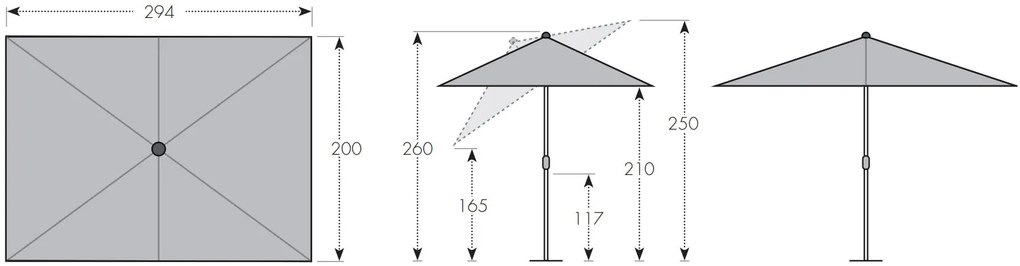 Doppler ACTIVE 300 x 200 cm Auto Tilt - naklápěcí slunečník s kličkou terakota