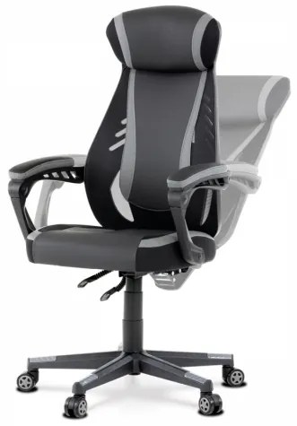 Herní křeslo šedé černé ekokůže MESH PCA mech KA-Y213 GREY