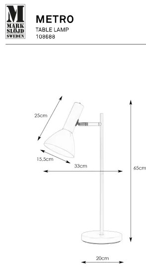 Markslöjd 108688 - Stolní lampa METRO 1xE27/40W/230V bílá