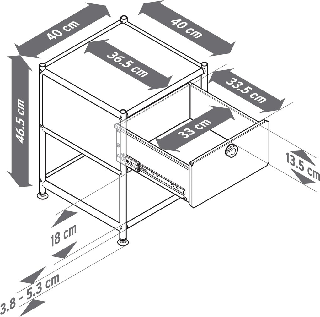 Tchibo - Kovový odkládací stolek »Cn3« s 1 zásuvkou