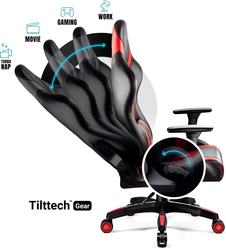 Herní židle z ekokůže Normal Size, černý-červený: Diablo X-Horn 2.0