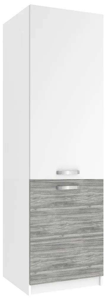 Vysoká kuchyňská skříňka Belini na vestavnou lednici 60 cm bílý mat
 / šedý antracit Glamour Wood
  TOR SSL60/1/WT/WTGW/0/U