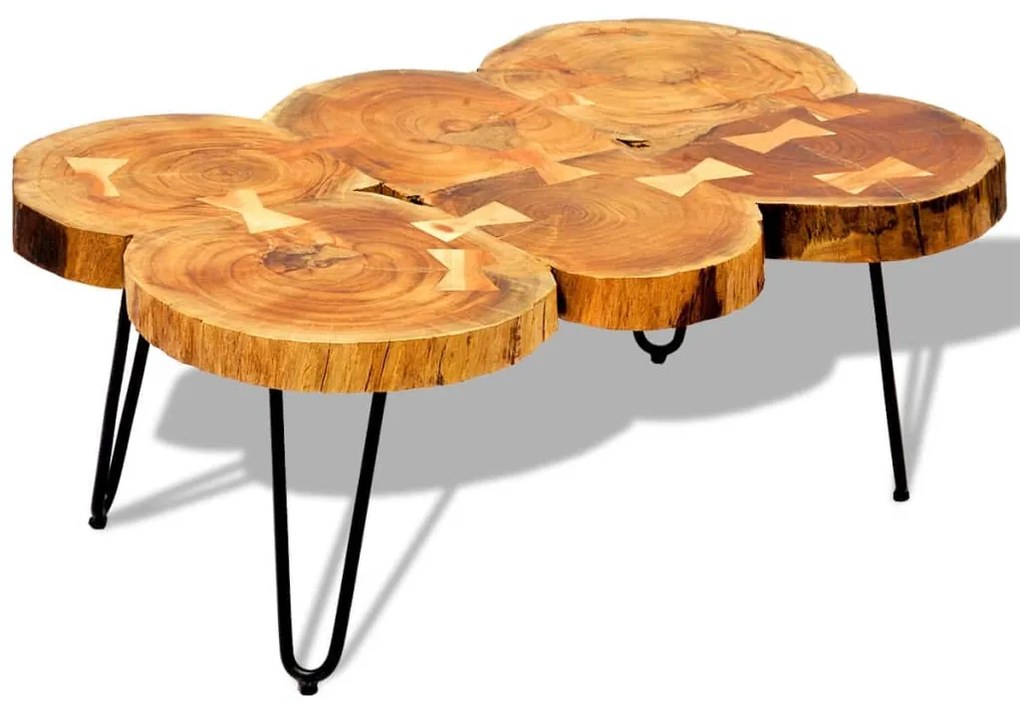 242443 vidaXL Konferenční stolek z masivního sheeshamu, 35 cm, 6 špalků