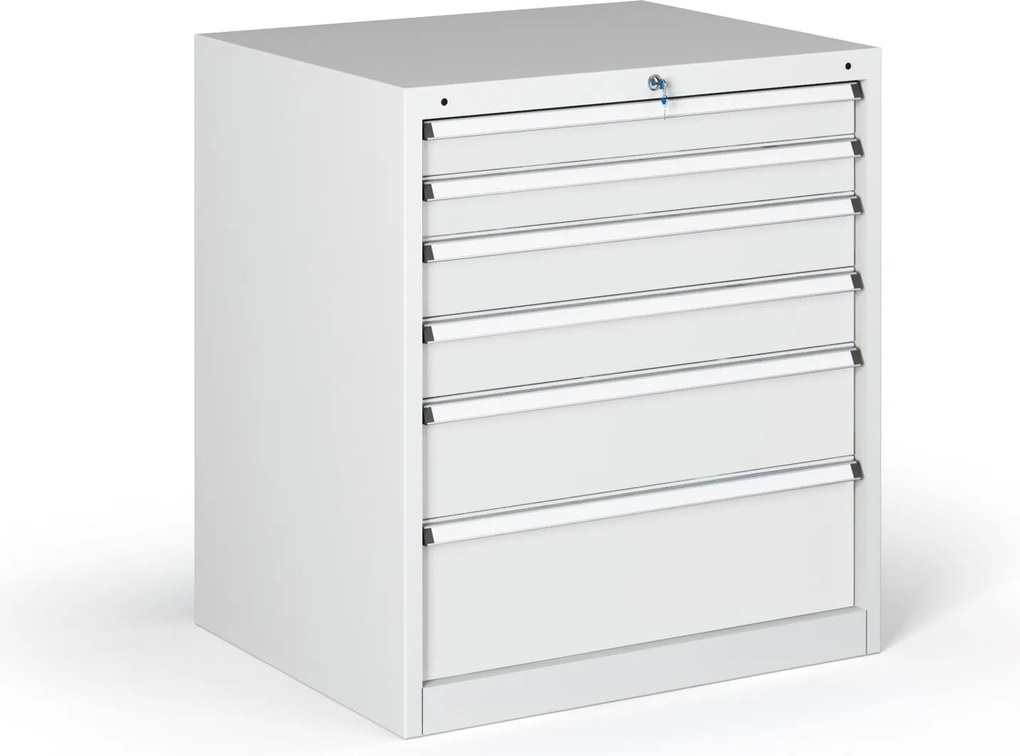 Dílenská zásuvková skříň na nářadí G345, 6 zásuvek, 881 x 653 x 800 mm, šedá