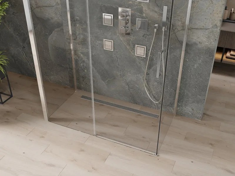 Mexen Omega 3-stěnový sprchový kout 140x80 cm, 8mm čiré sklo - chromový profil, 825-140-080-01-00-3S
