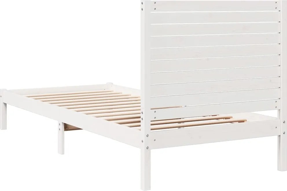 Prodloužený rám postele bez matrace bílý 90 x 210 cm masiv 3309296