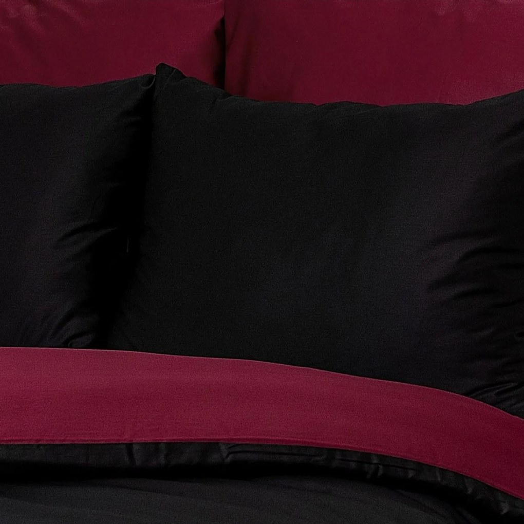 Saténové povlečení LUXURY COLLECTION vínové/černé - 1x 140/220, 1x 70/90cm