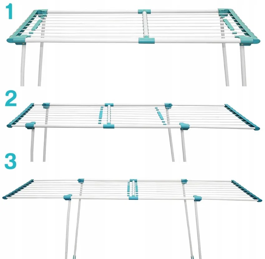 Erga Model 306U, stabilní teleskopický sušák na prádlo 202x55x92 cm, bílá-zelená, ERG-SEP-10SUSSTOPROFE