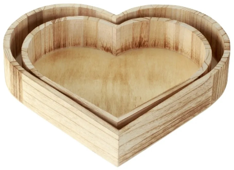 Sada 2 dřevěných podnosů HEART TRAY