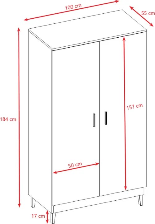 Designová šatní skříň KUBI s tyčí i policemi Zvolte barvu: Šedá