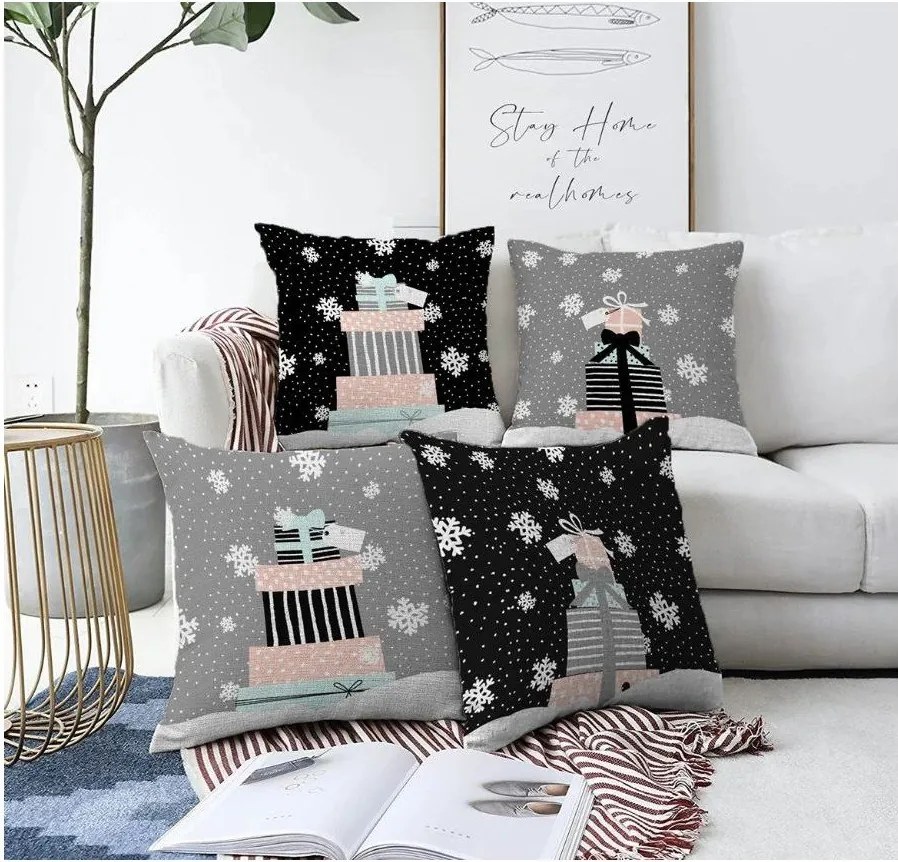 Povlaky na polštáře v sadě 4 ks s vánočním motivem 43x43 cm Merry Christmas – Mila Home