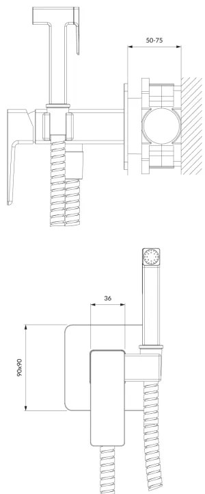 Omnires PARMA SYSPMBI2BL Podomítková bidetová baterie, černá mat - Omnires
