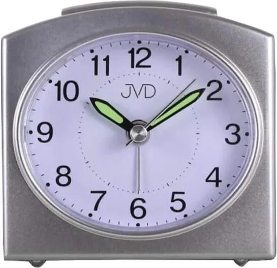 JVD Šedivý ručkový netikající budík s plynulým chodem (ciferník hodinek) JVD SRP8603.2