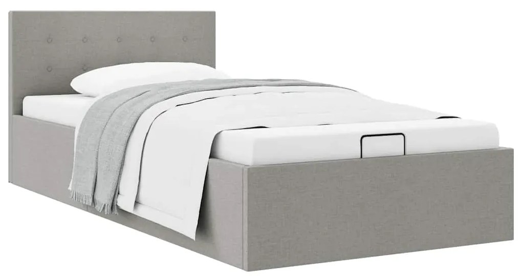 Rám postele s úložným prostorem světle šedý textil 90 x 200 cm 285576
