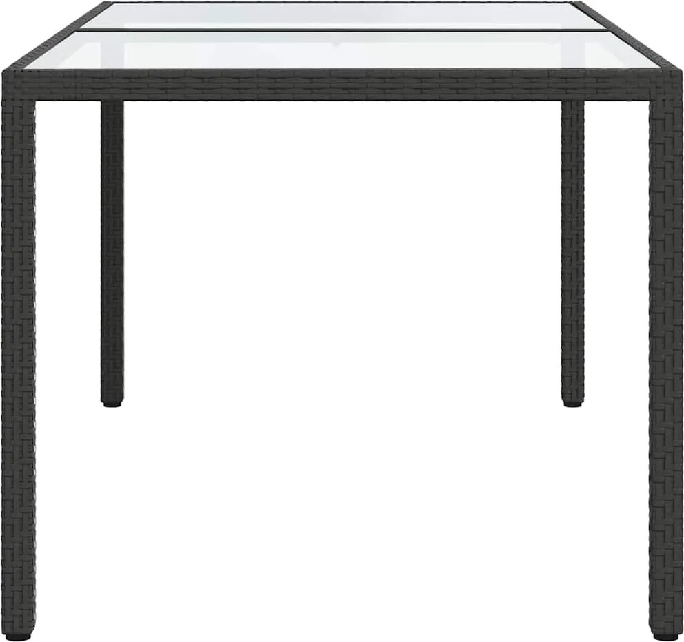 Zahradní stůl 150 x 90 x 75 cm tvrzené sklo a polyratan černý 316705
