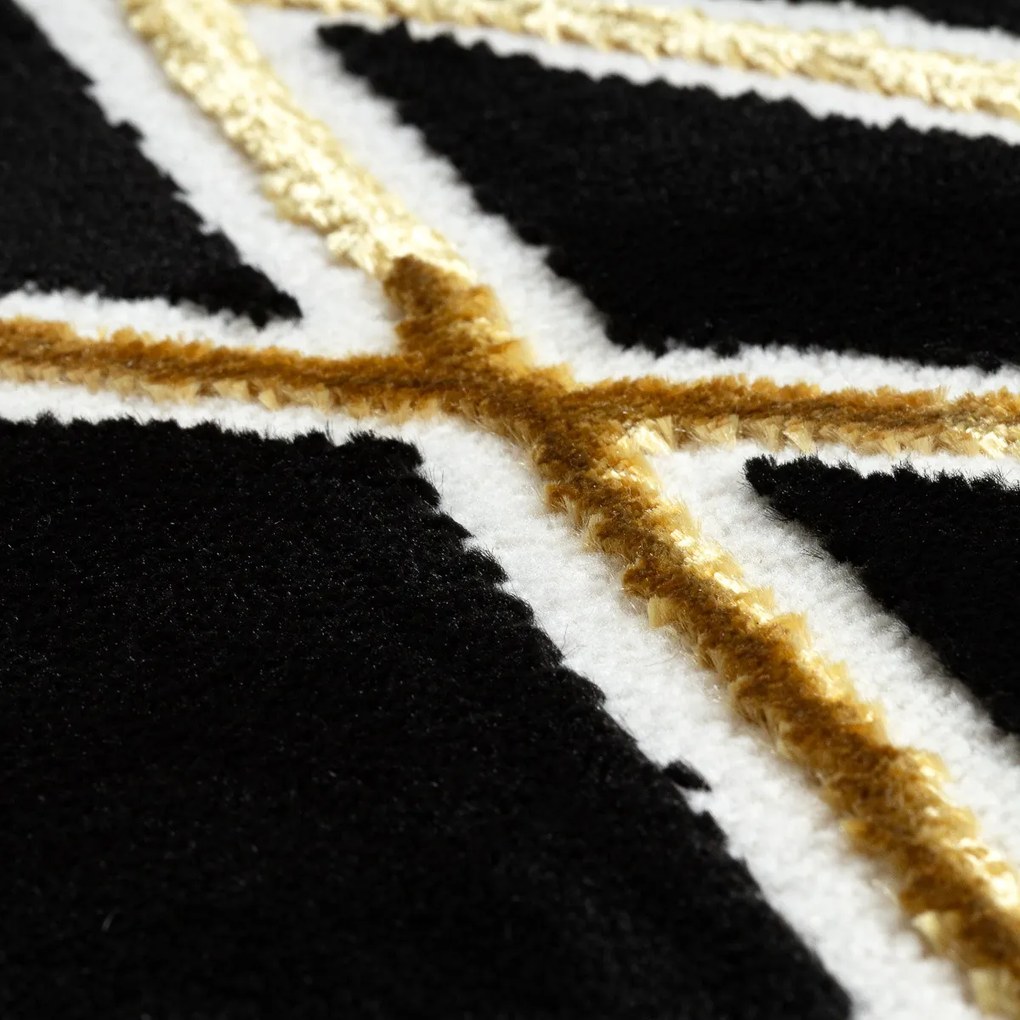 Dywany Łuszczów, Kusový koberec Allure 1964 black/gold, 140x190, černá, kancelář