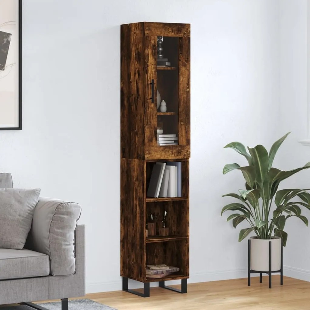 vidaXL Skříň highboard 34,5 x 34 x 180 cm kompozitní dřevo [3199389] Barva: šedá sonoma