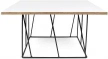 TH Konferenční stolek  LOWER 75 x 40 cm (Bílá (mat) s překližkovými hranami a černou ocelí)