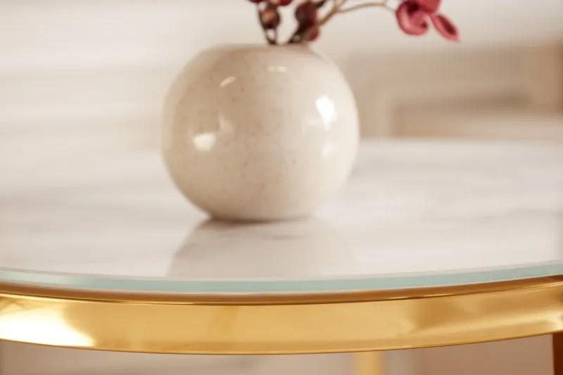 Noble Home 2 dílný set zlatých kulatých odkládacích stolků Elegance