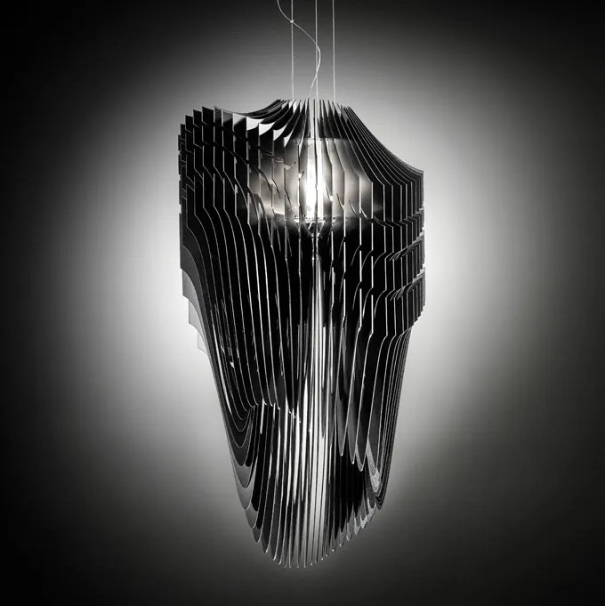 Slamp Avia suspension S, černé designové svítidlo od Zaha Hadid, 2x12W E27 + 7W Spot LED PAR 20, 85cm