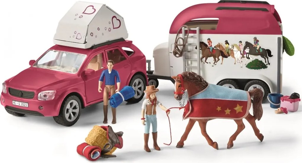 Schleich 42535 Dobrodružné auto s přívěsem a koněm