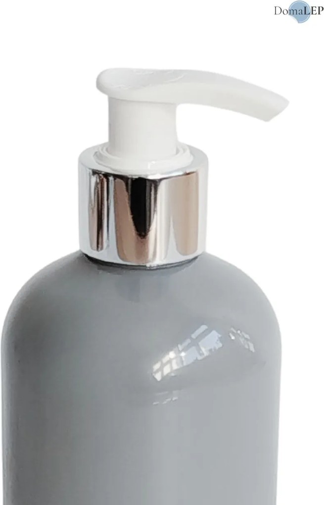 Dávkovač na mýdlo 300 ml šedý s bílo-stříbrnou pumpičkou BELA