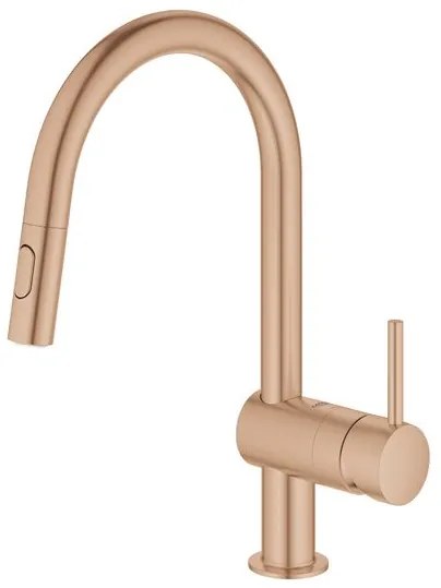 Grohe Minta Dřezová baterie, vytahovací koncovka, kartáčovaný Warm Sunset 32321DL2