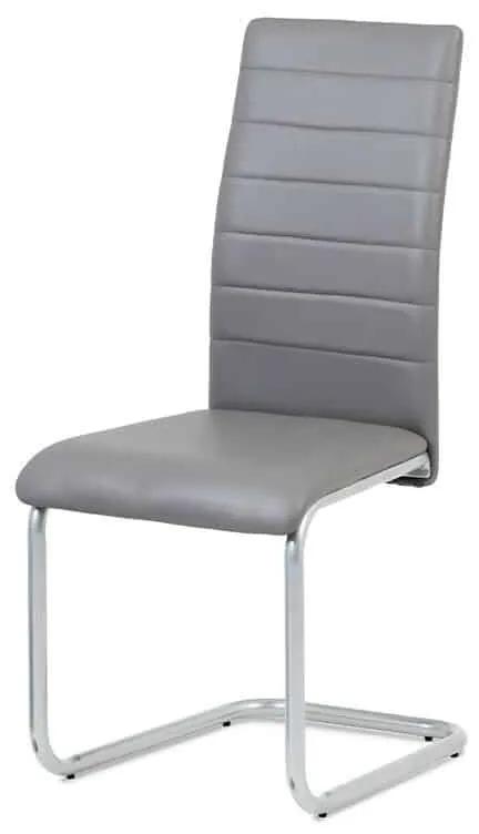 Autronic Jídelní židle DCL-102 WT - koženka bílá / šedý lak