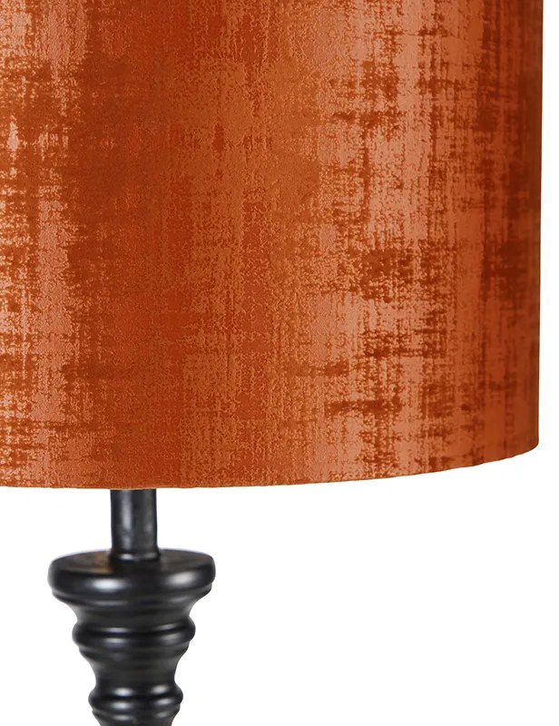 Klasická stojací lampa černá s červeným stínidlem 40 cm - Classico