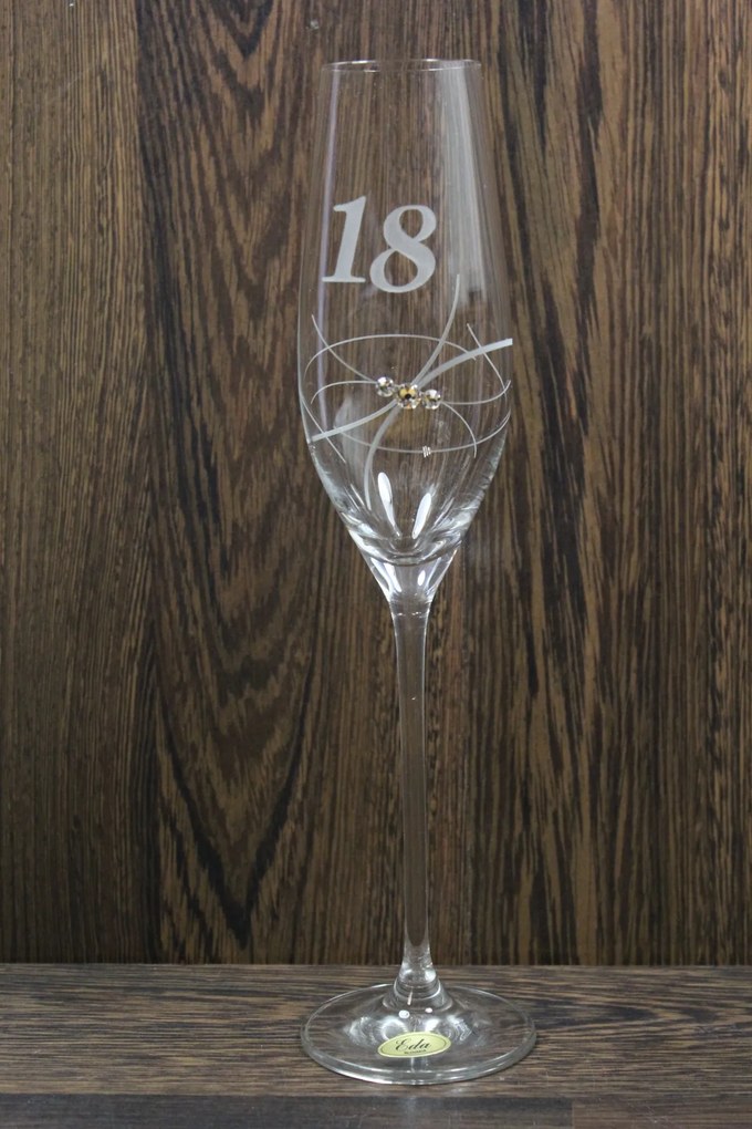 Výroční pohár na 18. narozeniny ŠAMPAŇSKÉ 2. se swarovski krystaly