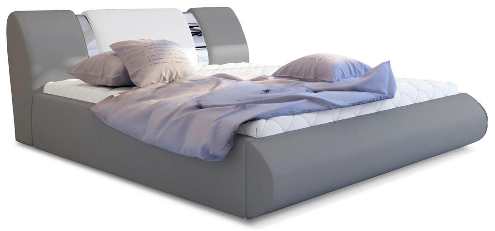 Manželská postel 140 cm Fabio (světle šedá + bílá) (s roštem a úl. prostorem). 1041658
